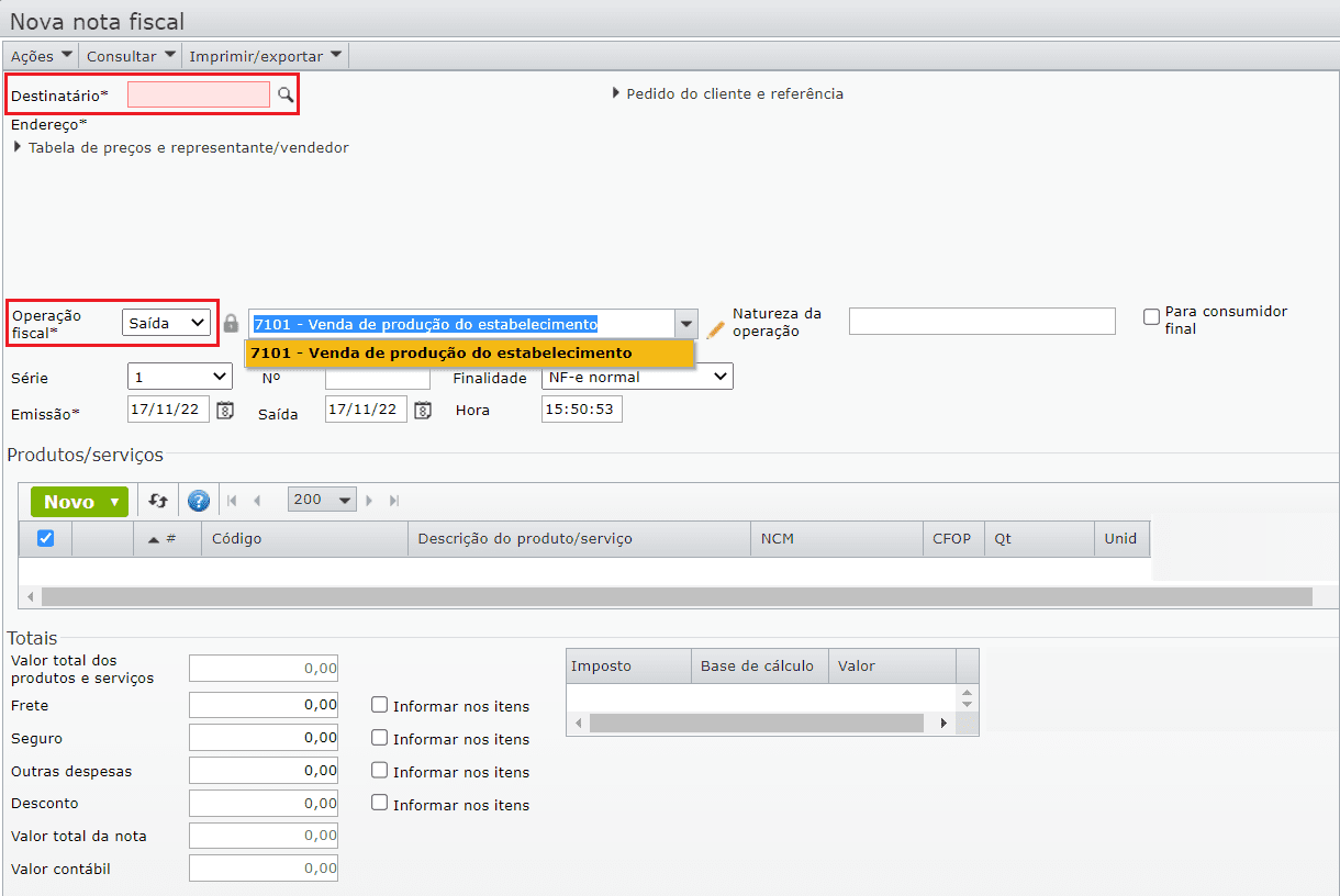 Notas fiscais de importação e exportação - Maxiprod