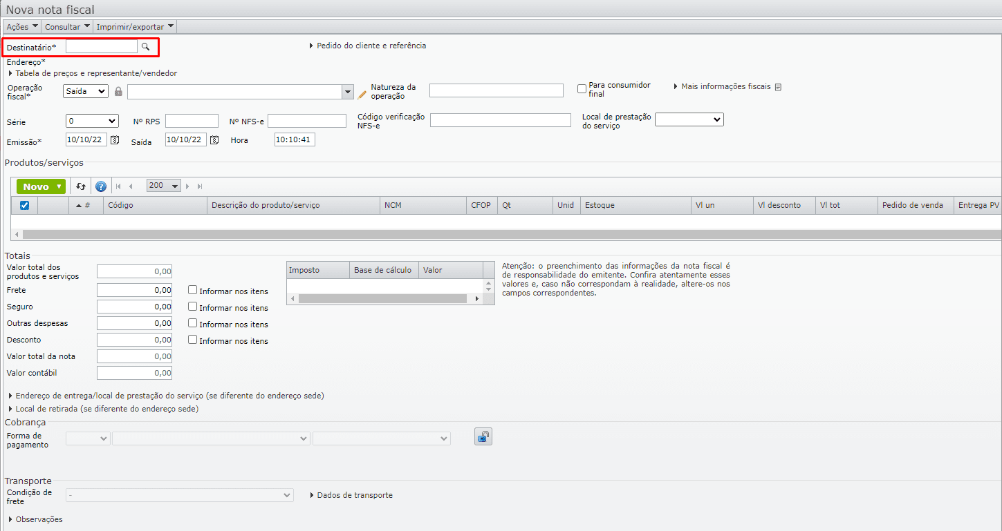 Notas fiscais de importação e exportação - Maxiprod