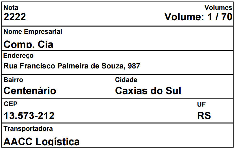 Romaneio de carga e etiquetas de embarque - Maxiprod
